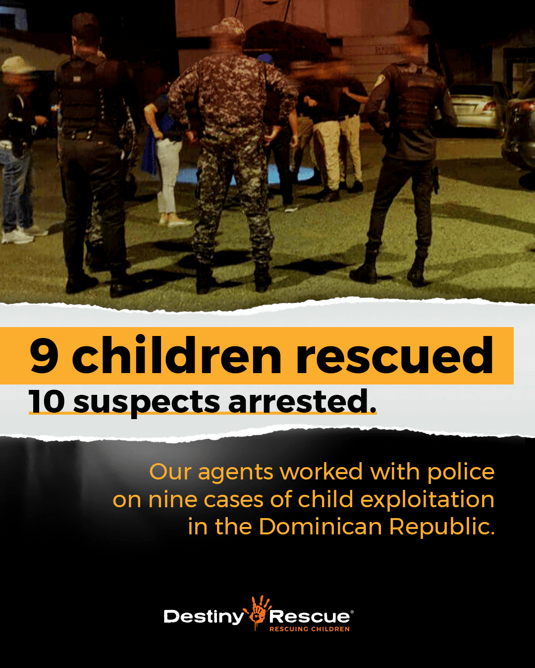 Nine children rescued; 10 suspects arrested - Destiny Rescue AU ...
