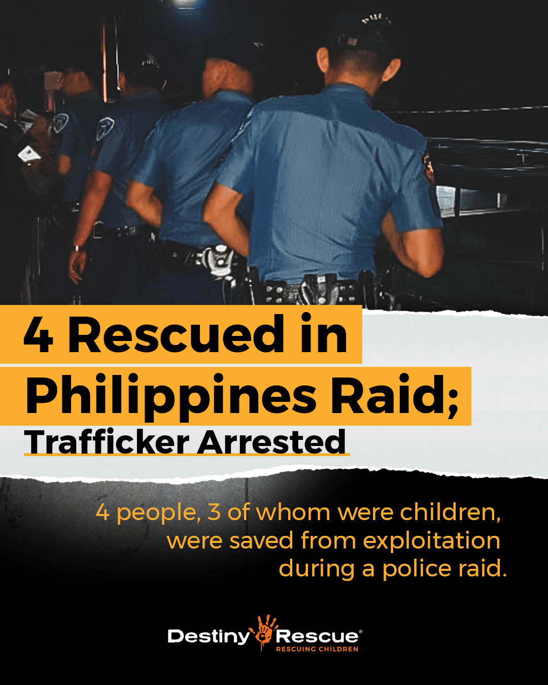 Raid in the Philippines Rescues Four; Trafficker Arrested - Destiny Rescue AU | Destiny Rescue AU